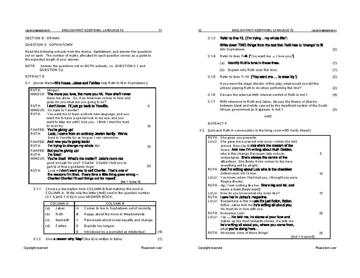 Sophietown - Eng(FAL) grade 11 - (EC/NOVEMBER 2017) ENGLISH FIRST ...