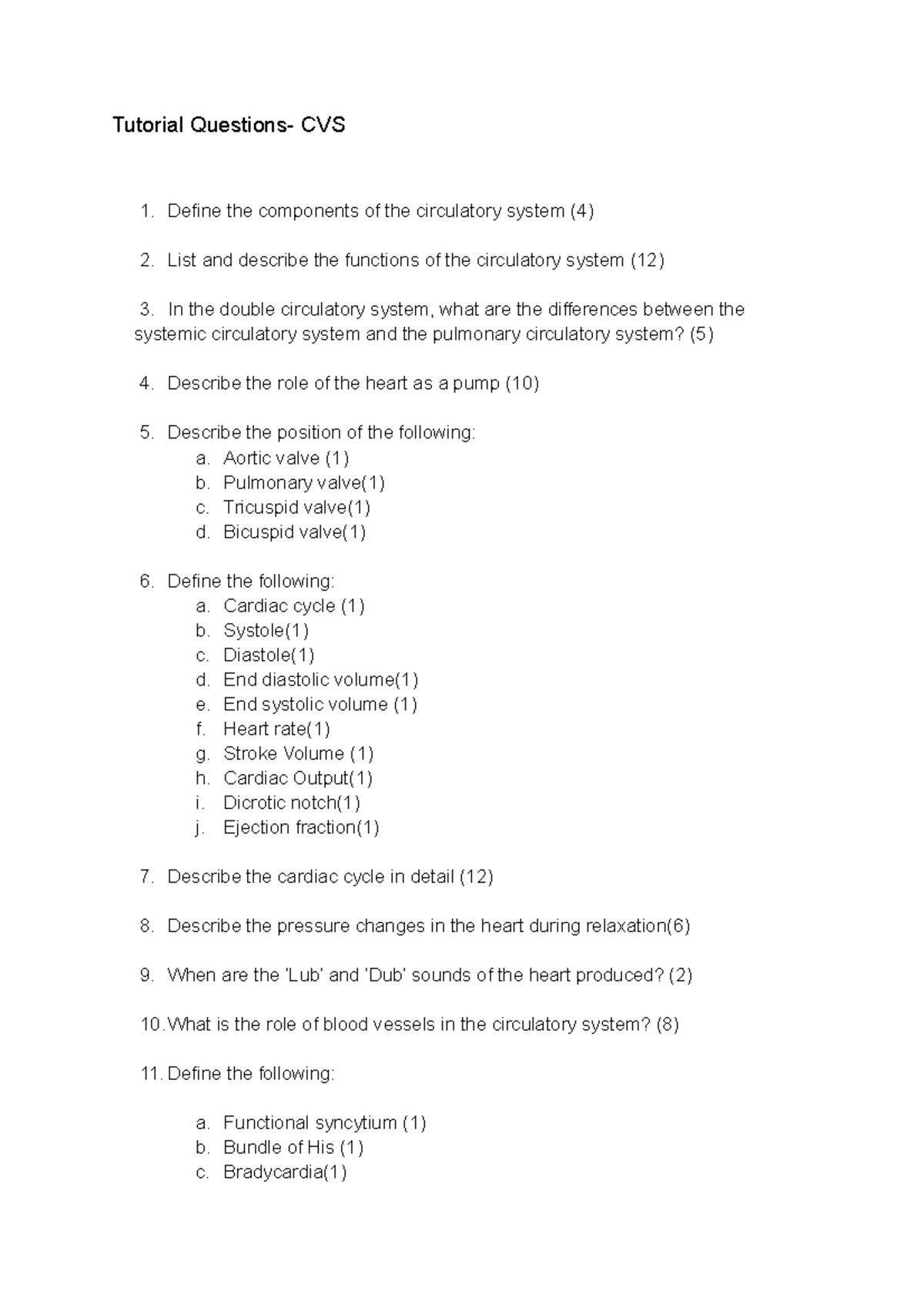Tutorial Questions CVS - Tutorial Questions- CVS Define the components ...