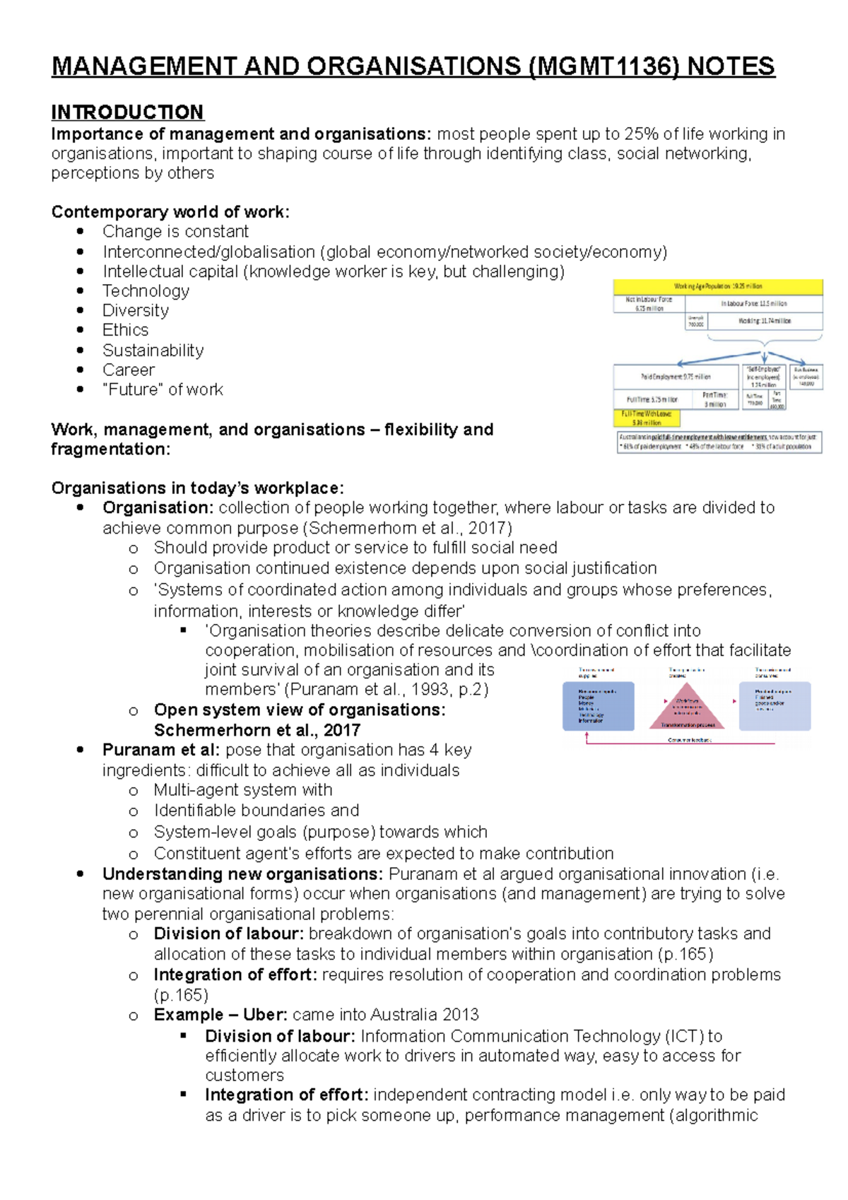 Management and organisations (MGMT1136) - MANAGEMENT AND ORGANISATIONS ...