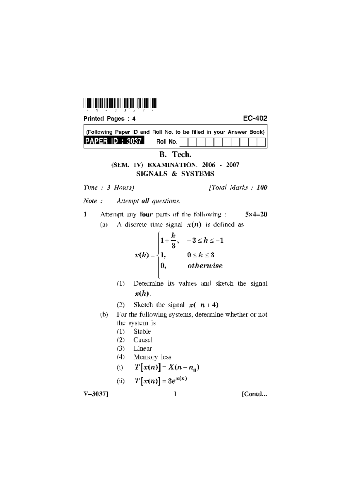 Pyq signal and systems - B.tech - Studocu