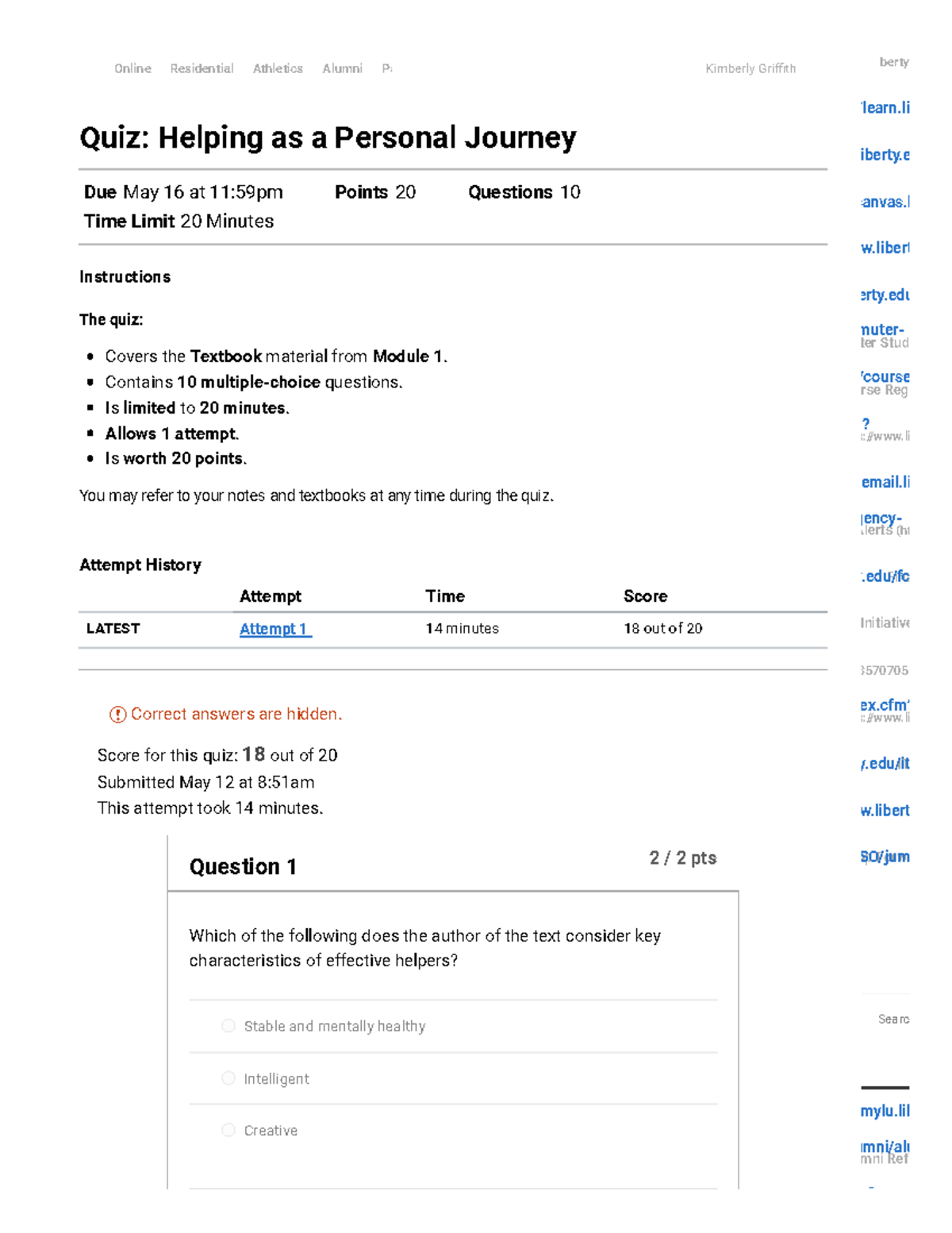 Quiz Helping as a Personal Journey CEFS505 (362), COUC505 (362) - Skip ...