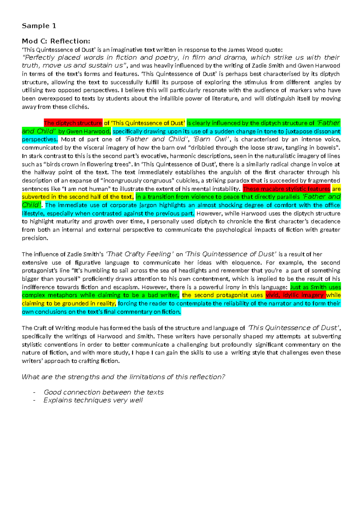Mod C - Sample Reflection 1 - Sample 1 Mod C: Reflection: ‘This ...