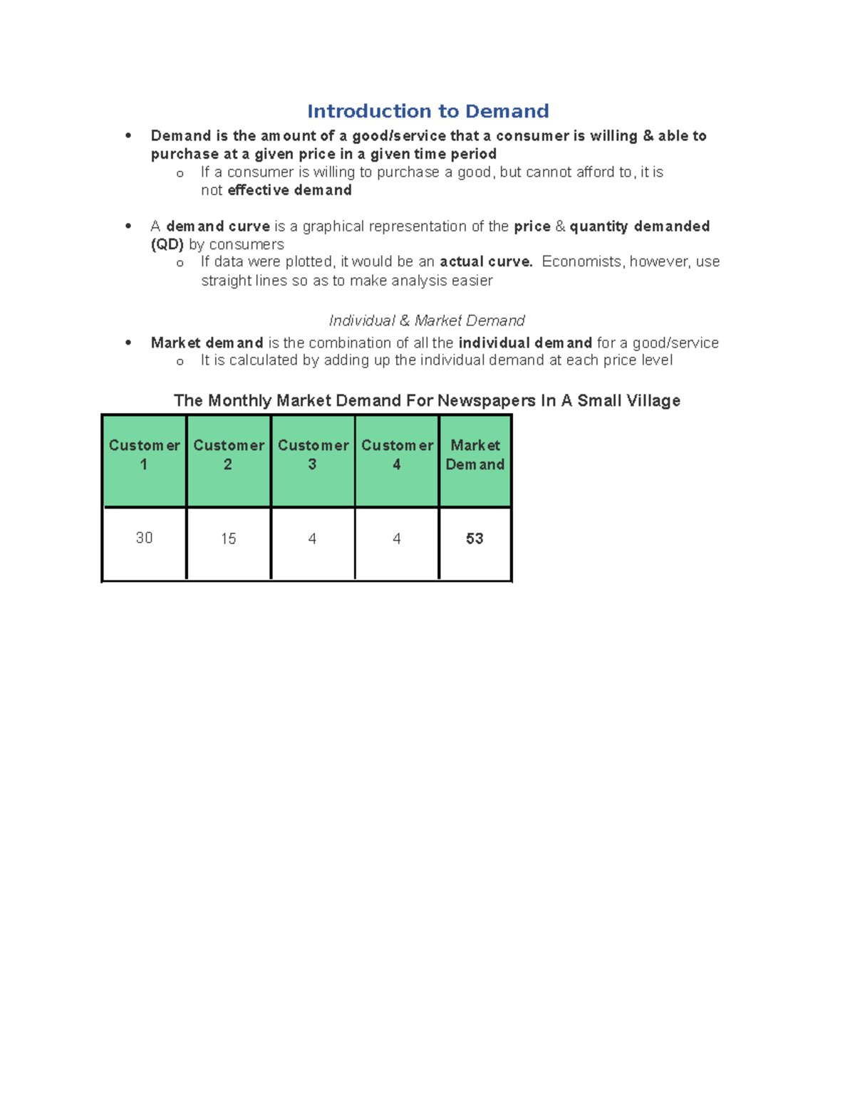 Gcse Demand - nice - Introduction to Demand Demand is the amount of a ...