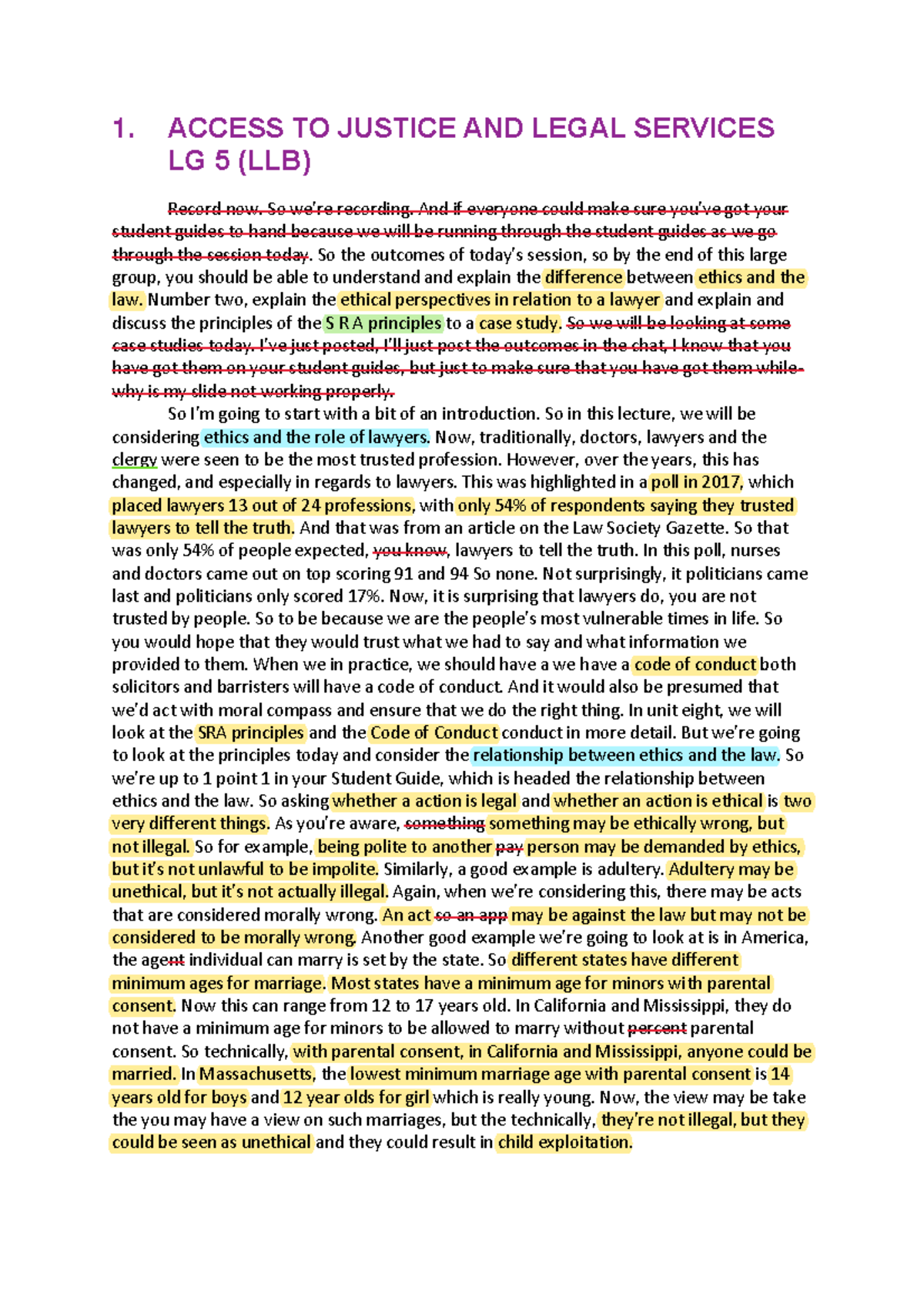 Access to Justice and Legal Services LG 5 (LLB) - 1. ACCESS TO JUSTICE ...