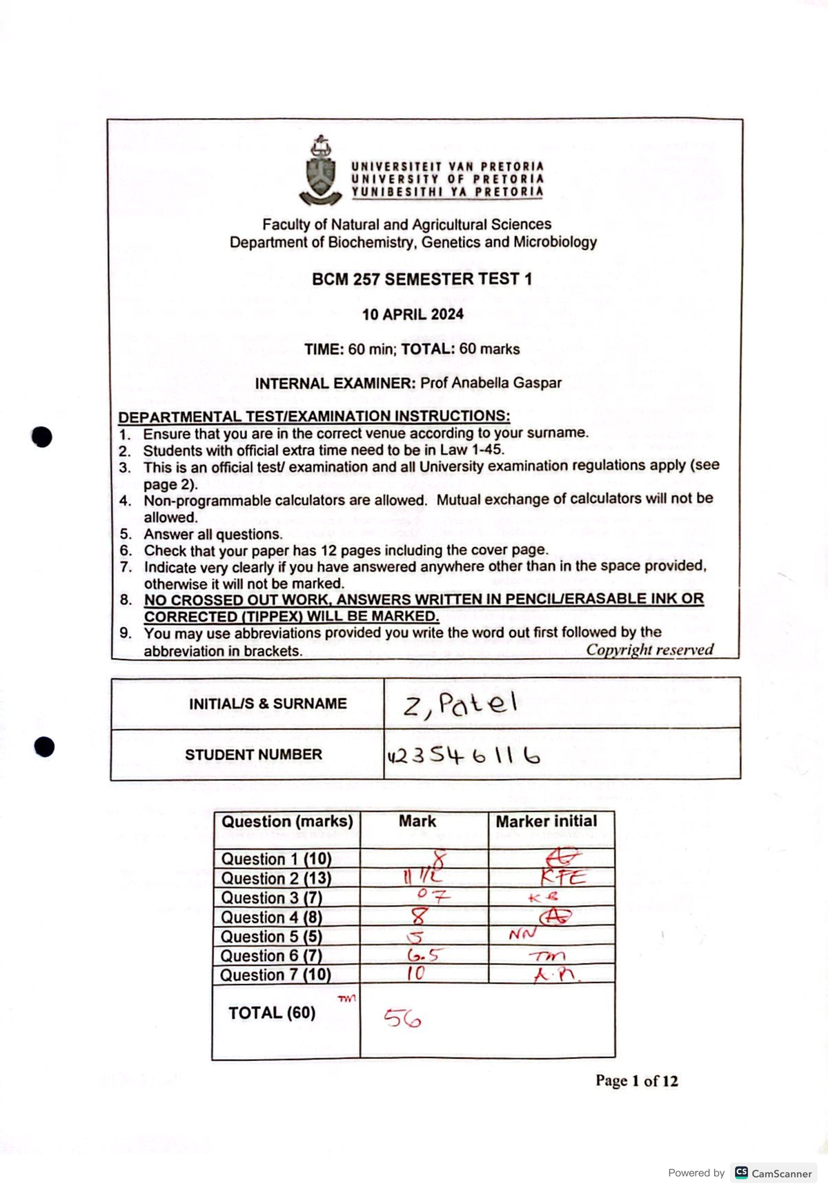 BCM 257 - Semester test 1 - 2024 - BCM 257 - Studocu