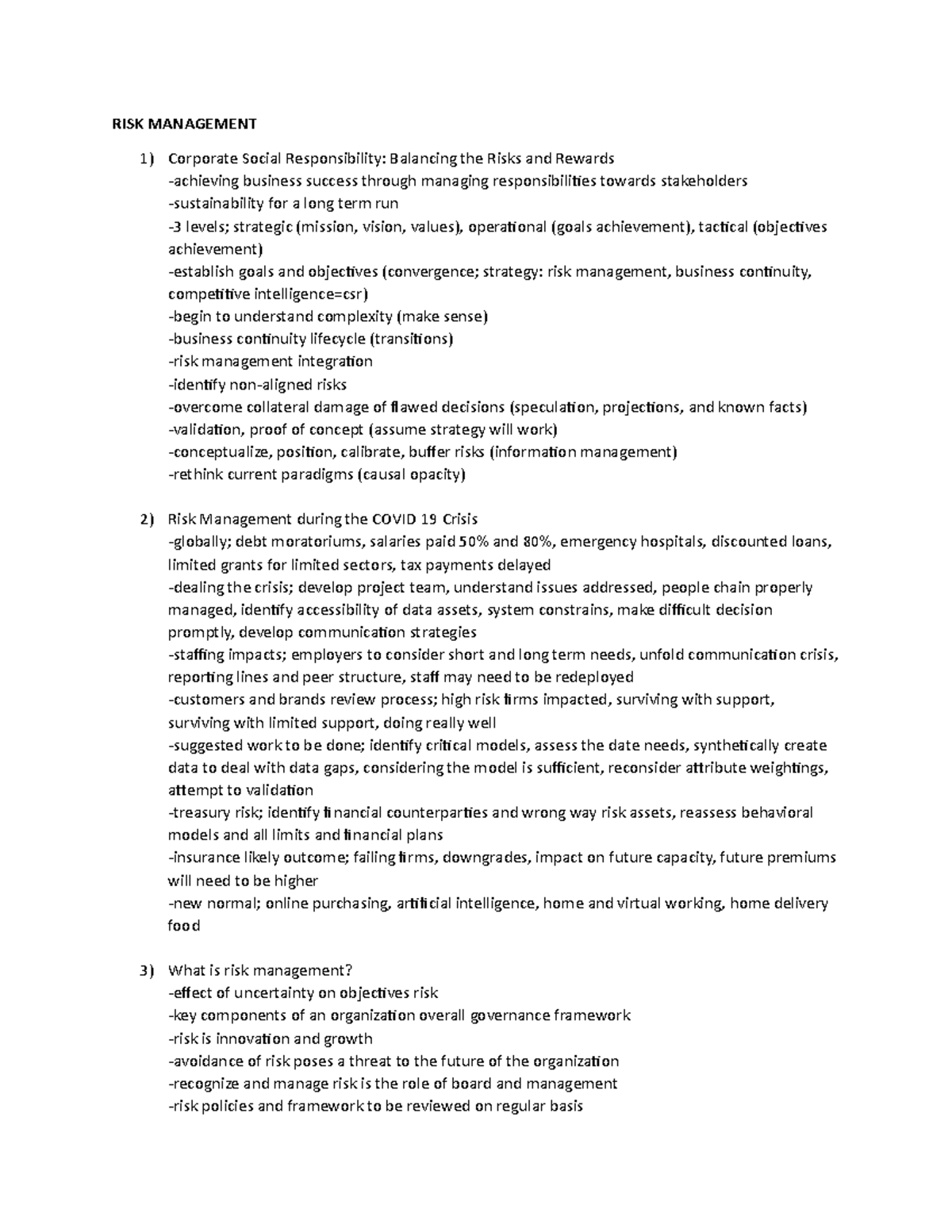 Risk Management - Studocu