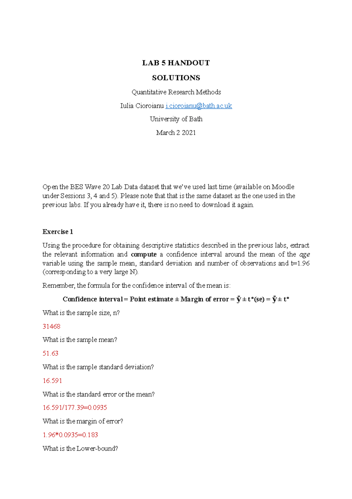 PL20899 LAB 5 Solutions - LAB 5 HANDOUT SOLUTIONS Quantitative Research ...