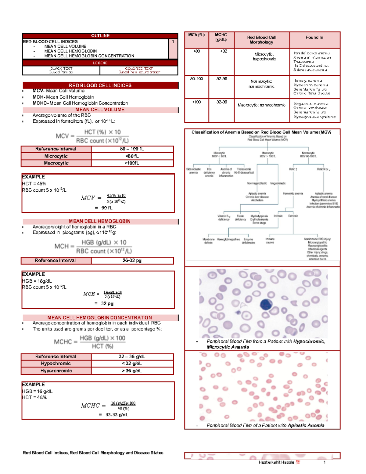 Hematology lecture 1 - Hustle kahit Hassle # 1 RED BLOOD CELL INDICES ...