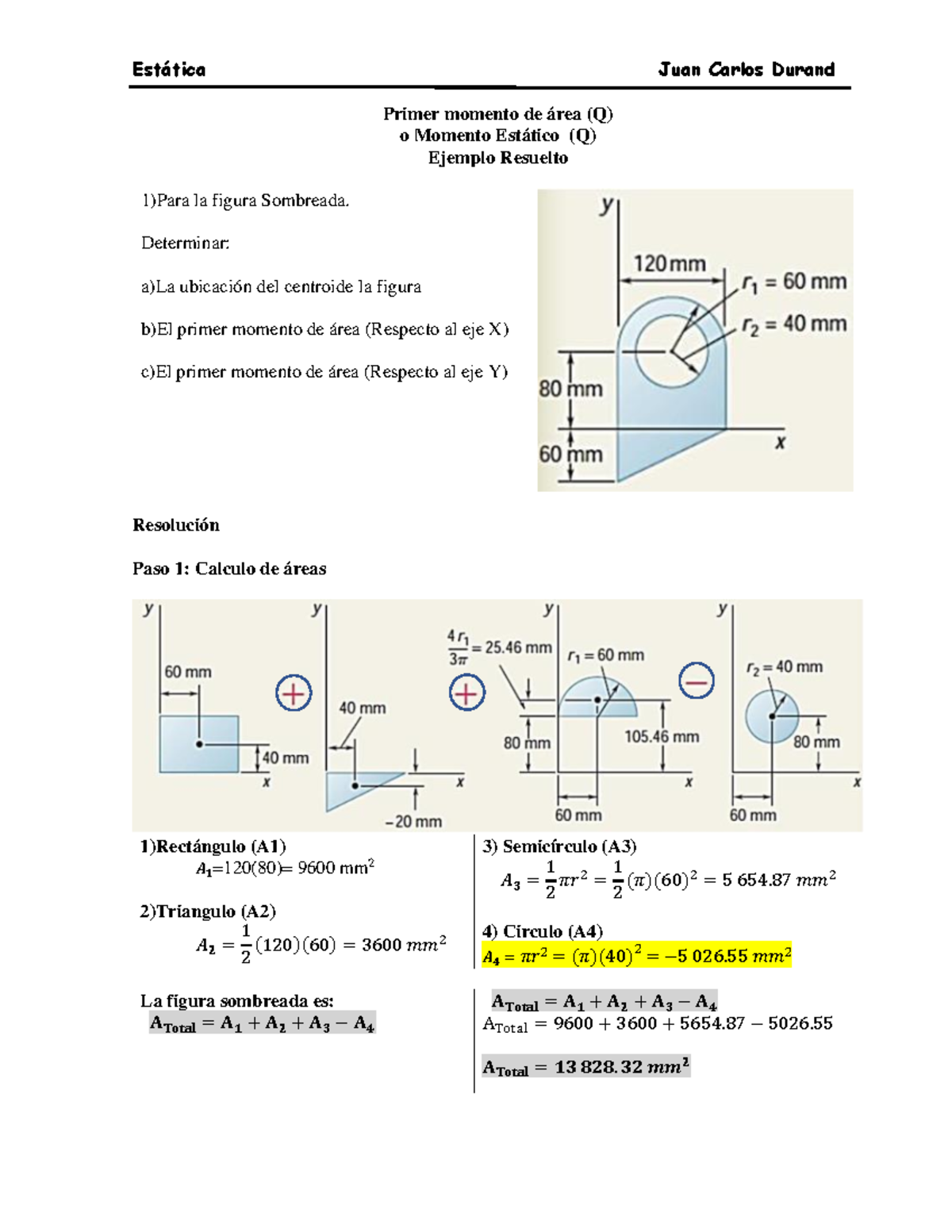 00 Momento Estatico - Resuelto N2 - Estática Juan Carlos Durand Primer ...