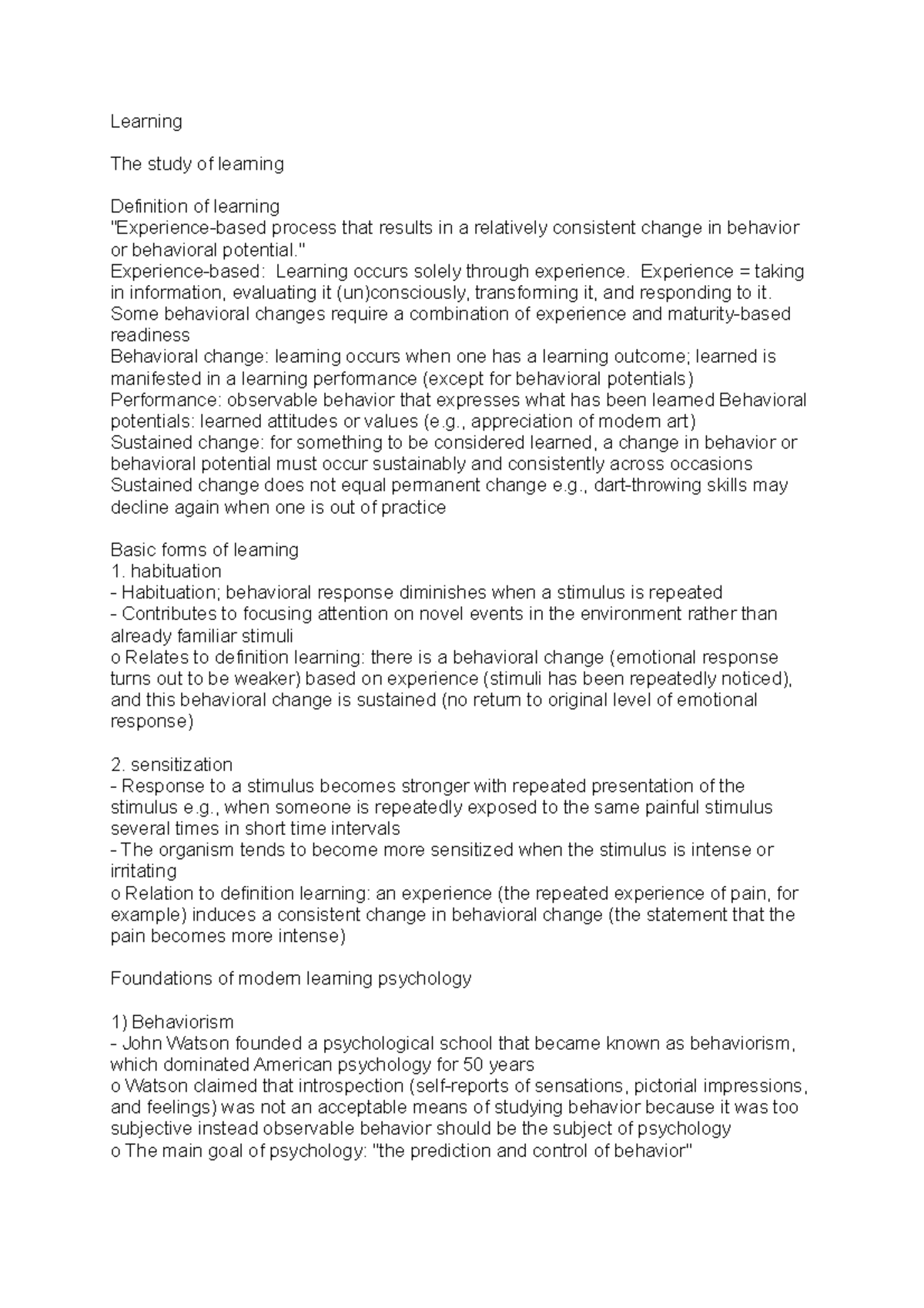 Learning - Introduction To Psychology - Learning The study of learning ...