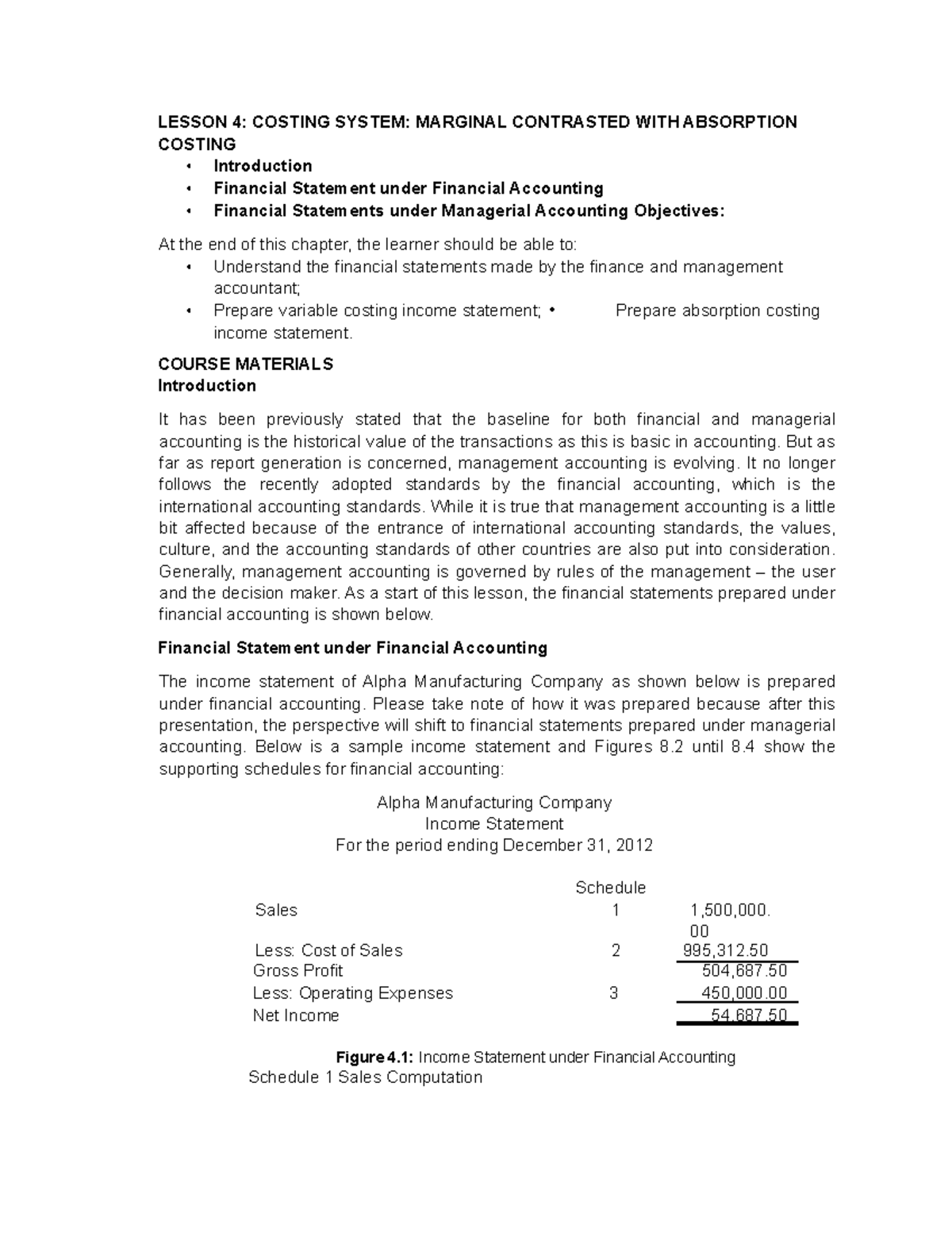 Lesson 4 Costing System Marginal Contrasted WITH Absorption Costing ...