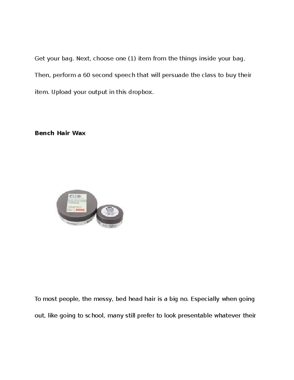 Bench Hair Wax - BCHJSBBEEIONC - Get your bag. Next, choose one (1 ...