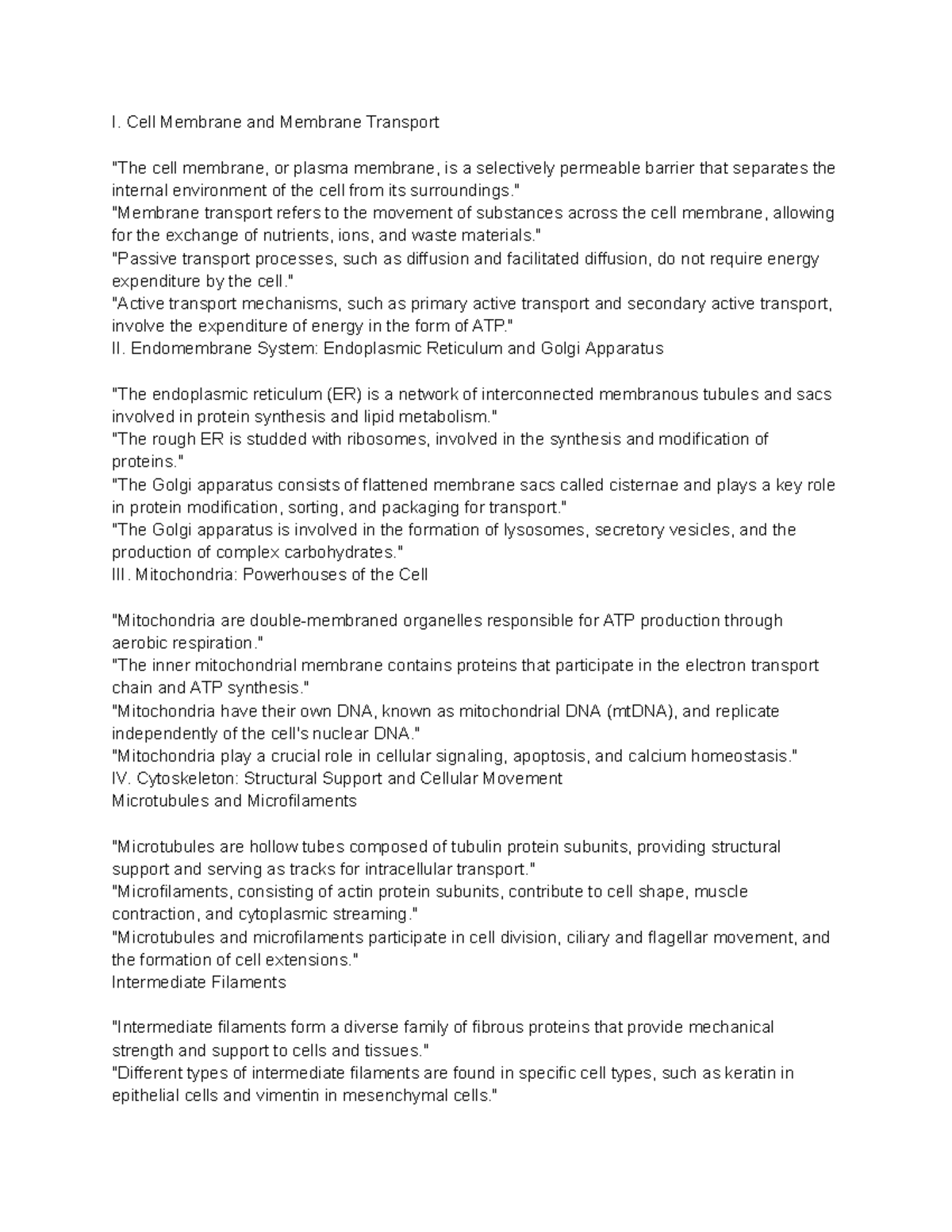 Notes - Cell Structure and Function - I. Cell Membrane and Membrane ...