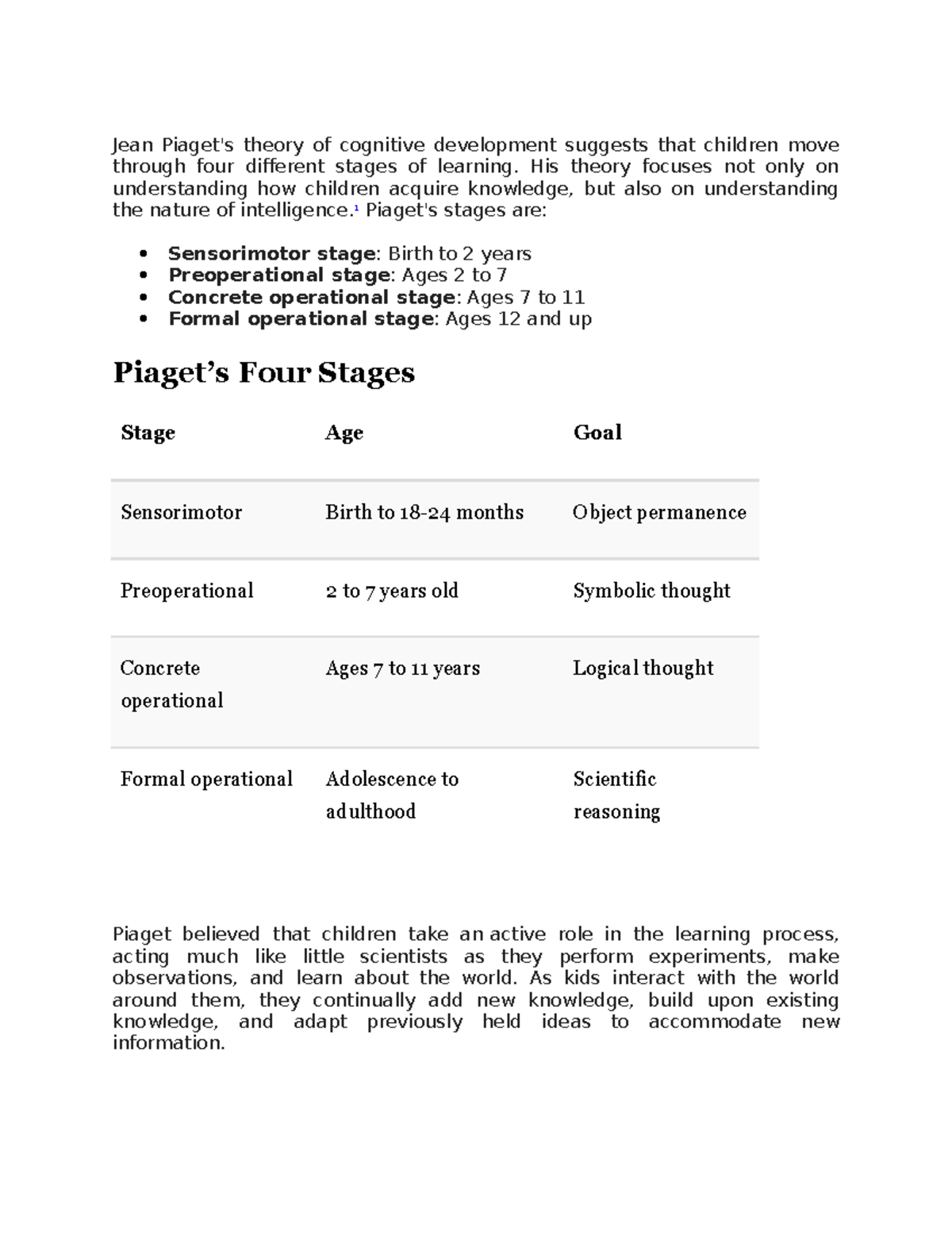Jean Piaget - His theory focuses not only on understanding how children ...