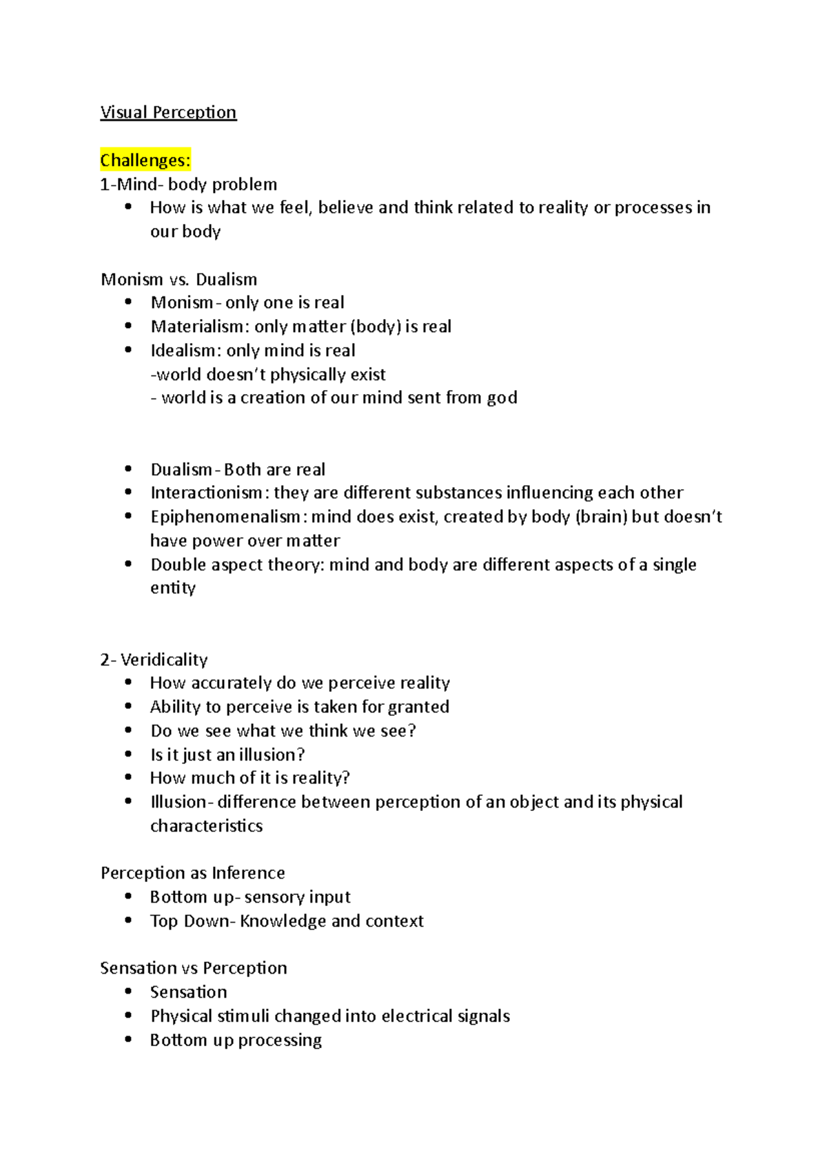 Visual Perception 1 - n/a - Visual Perception Challenges: 1-Mind- body ...