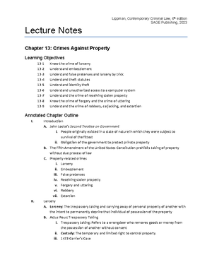 Lippman 6e LN 12 - CRJ 432 chapter 12 lecture notes. - SAGE Publishing ...