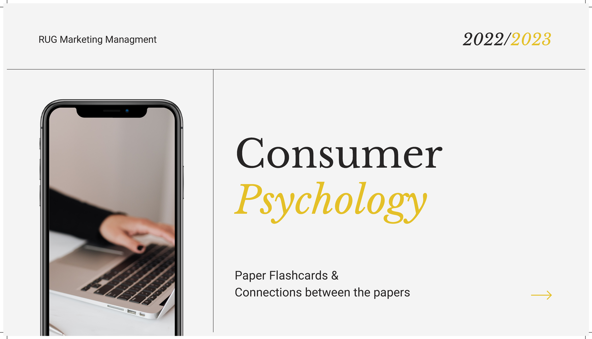 Consumer Psychology Papers flashcards - Consumer Psychology Paper ...