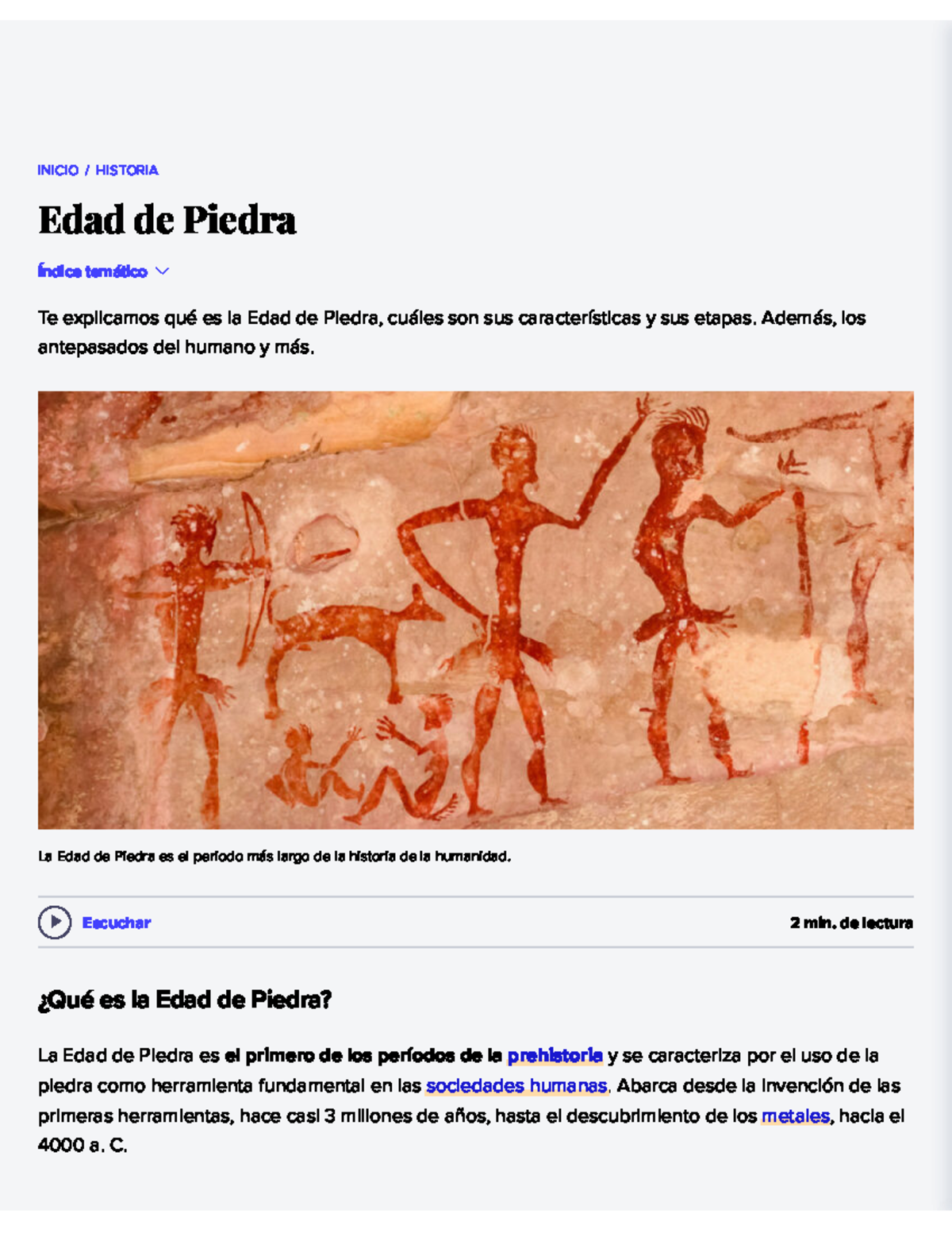 Edad de Piedra resumen, desarrollo, etapas y características - INICIO ...