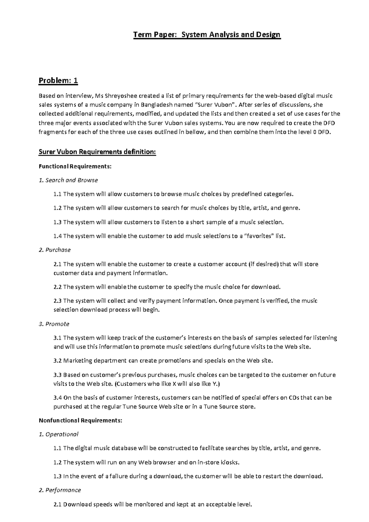 Term paper SAD - System analysis and design - Term Paper: System ...