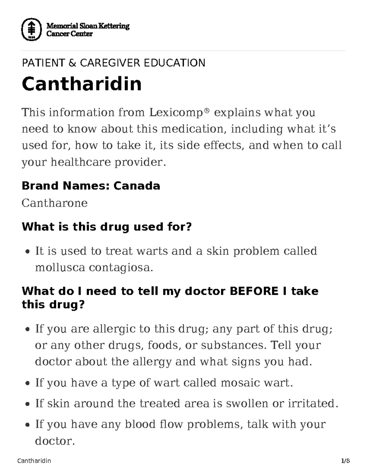 Cantharidin - Copy paste po ito sorry - PATIENT & CAREGIVER EDUCATION ...