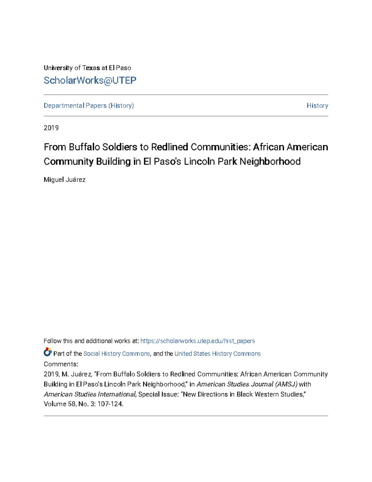 From Buffalo Soldiers to Redlined Communities African American C ...