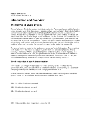 Module 7 - Lecture notes 7 - Module 7 Overview Classic Hollywood Cinema ...