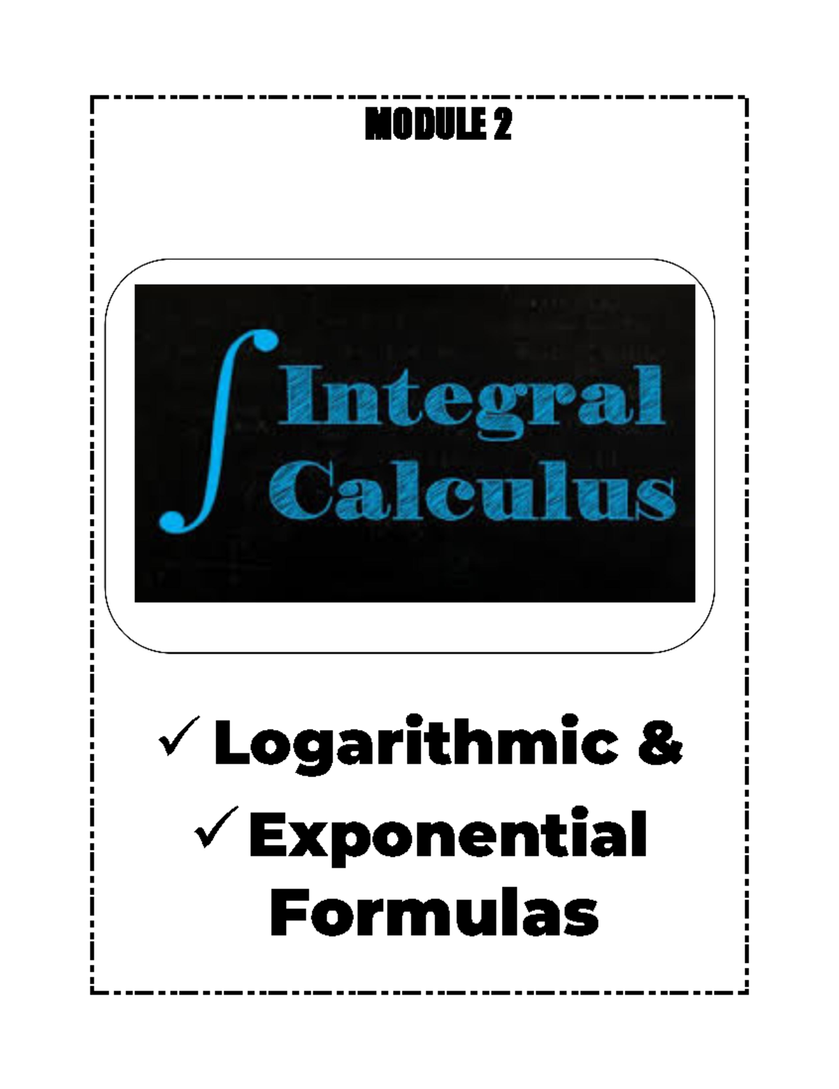 Integ Module 2 - Differential Calculus - MODULE 2 Logarithmic ...