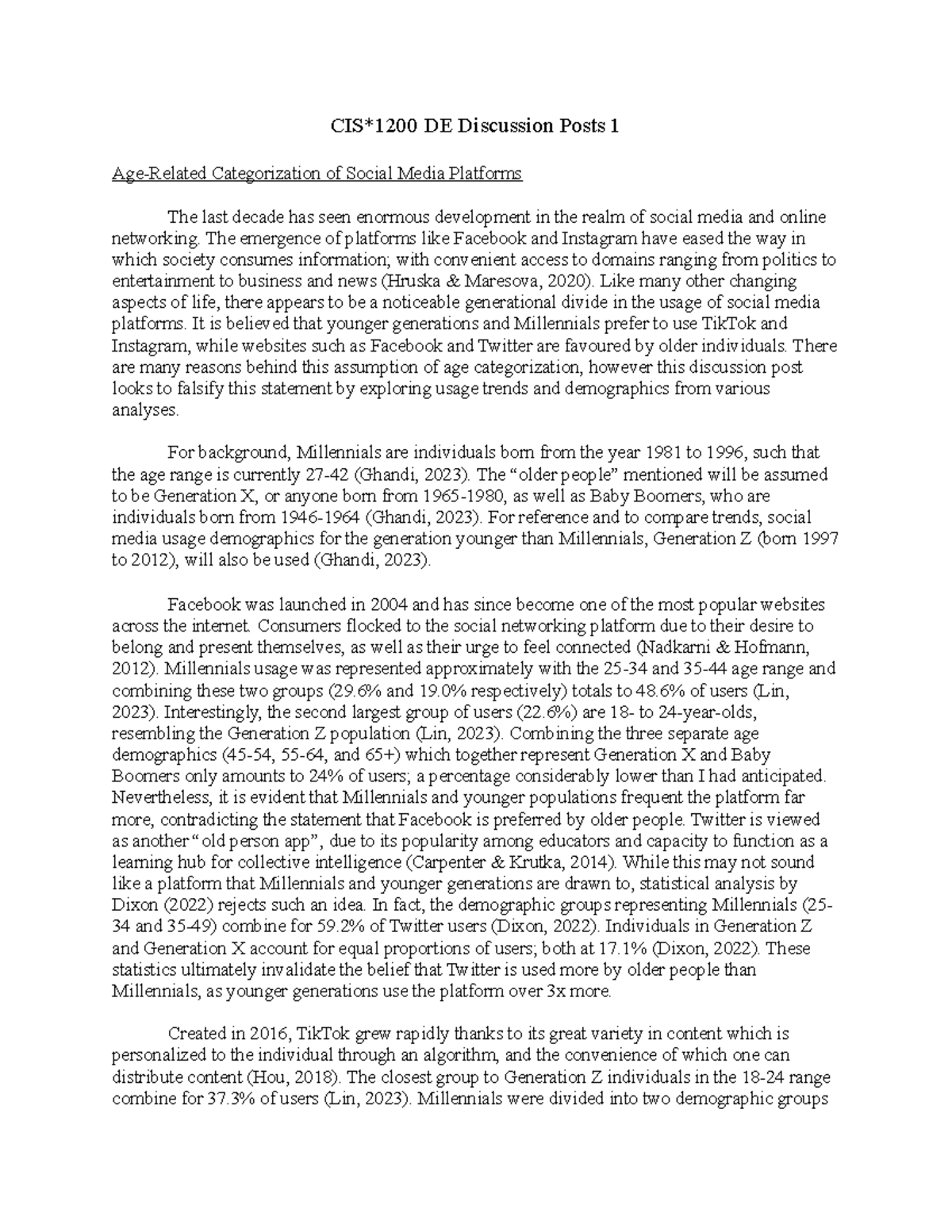 CIS*1200 Discussion and Reply 1 - CIS*1200 DE Discussion Posts 1 Age ...