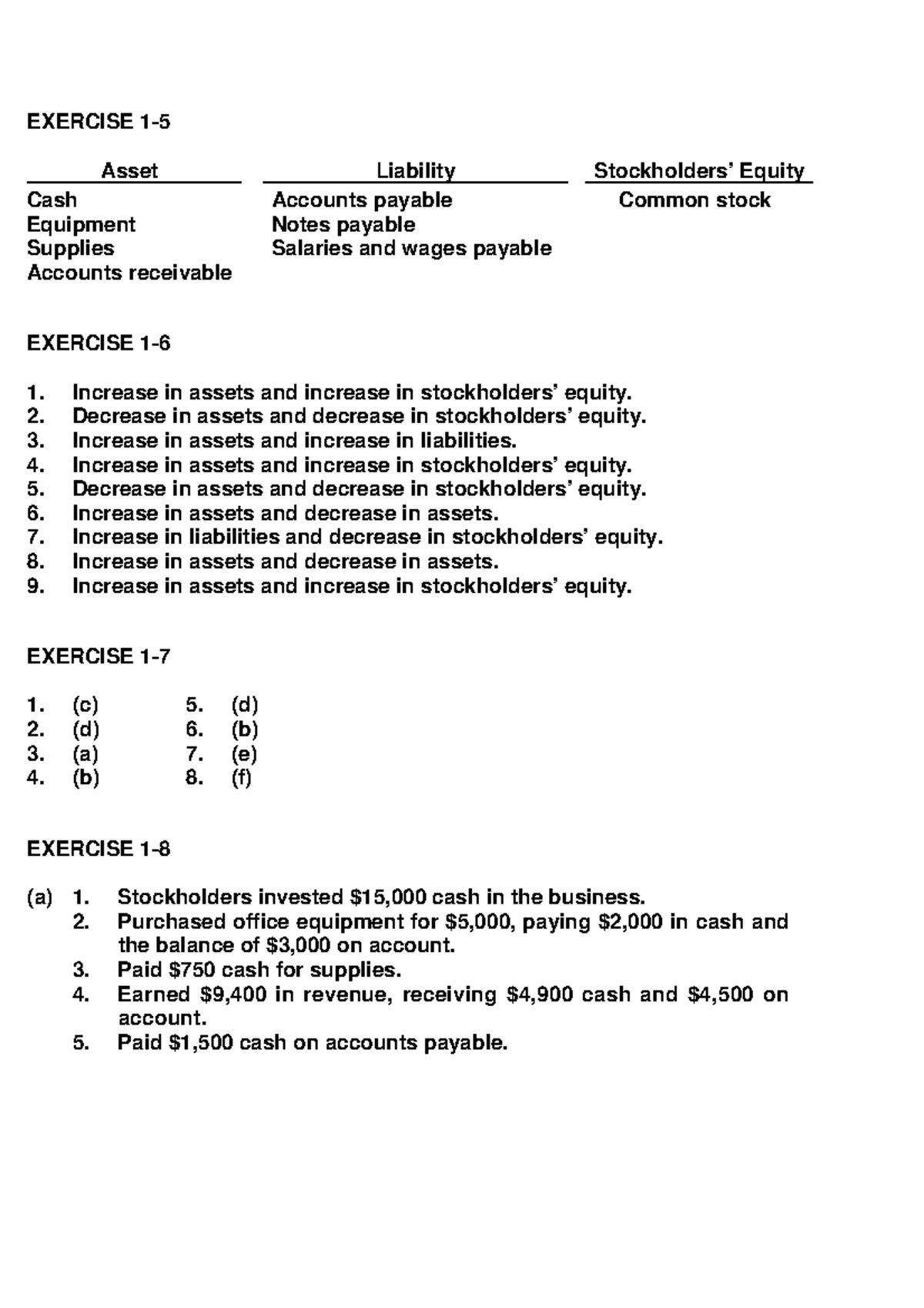 Antwoorden Recommended Exercises Week 1 - EXERCISE 1- Asset Liability ...