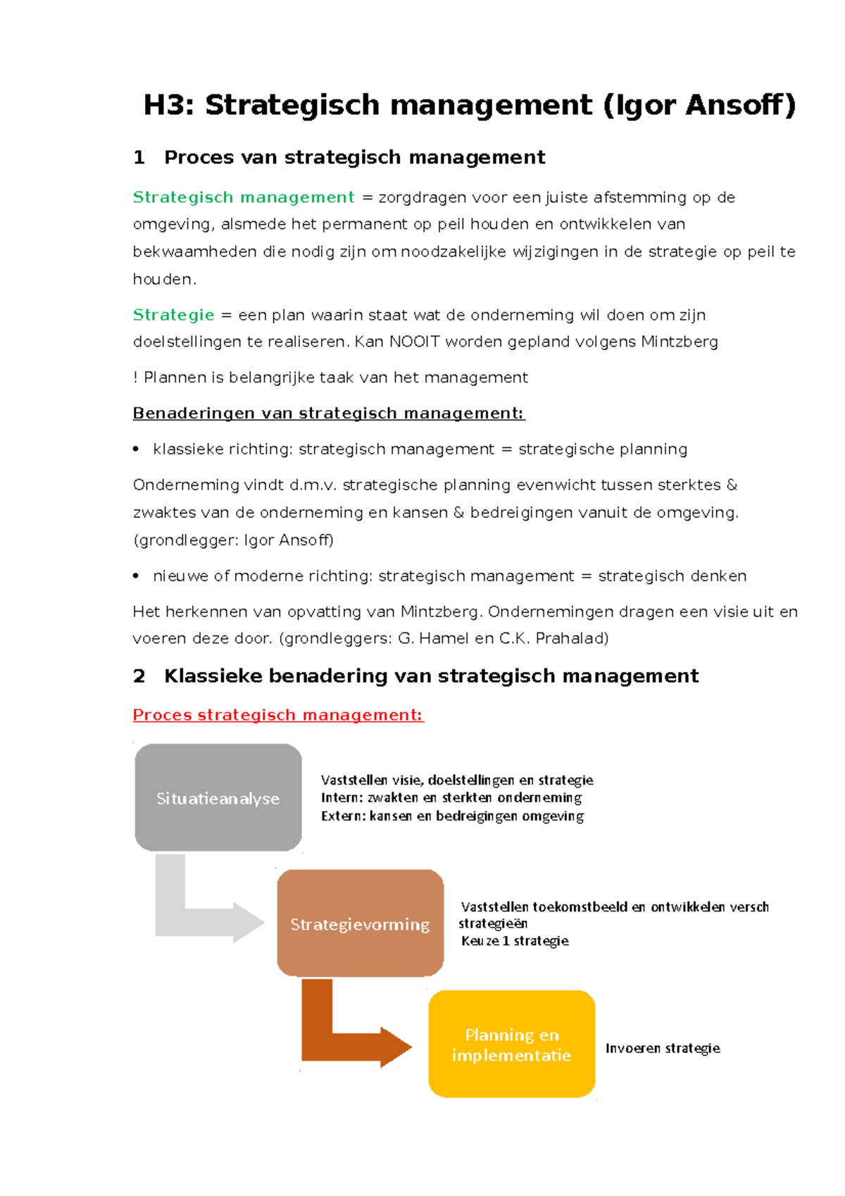 H3 - hoofdstuk 3: strategisch management - H3: Strategisch management ...