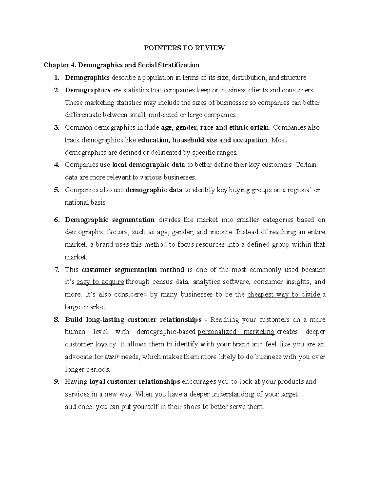Pointers To Review In Consumer Behavior - POINTERS TO REVIEW Chapter 4 ...
