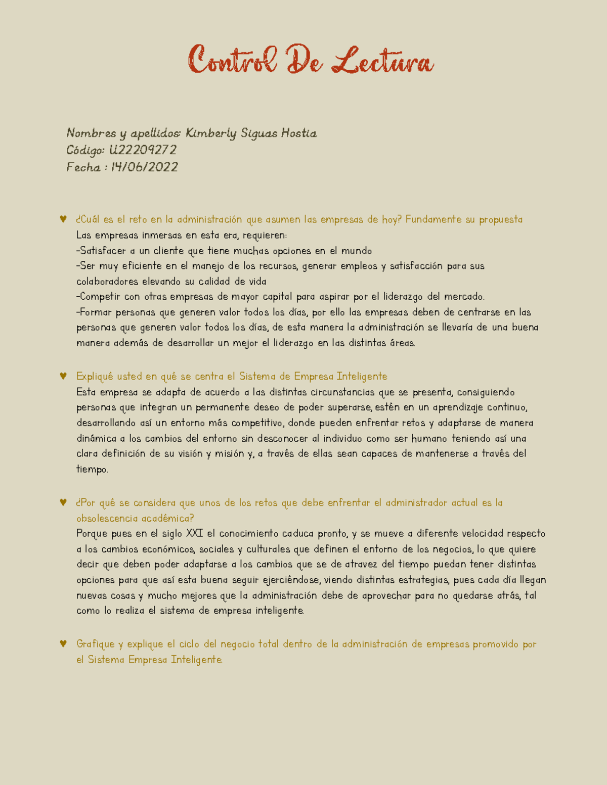 Control DE Lectura 2 - Control De Lectura ¿Cuál es el reto en la ...