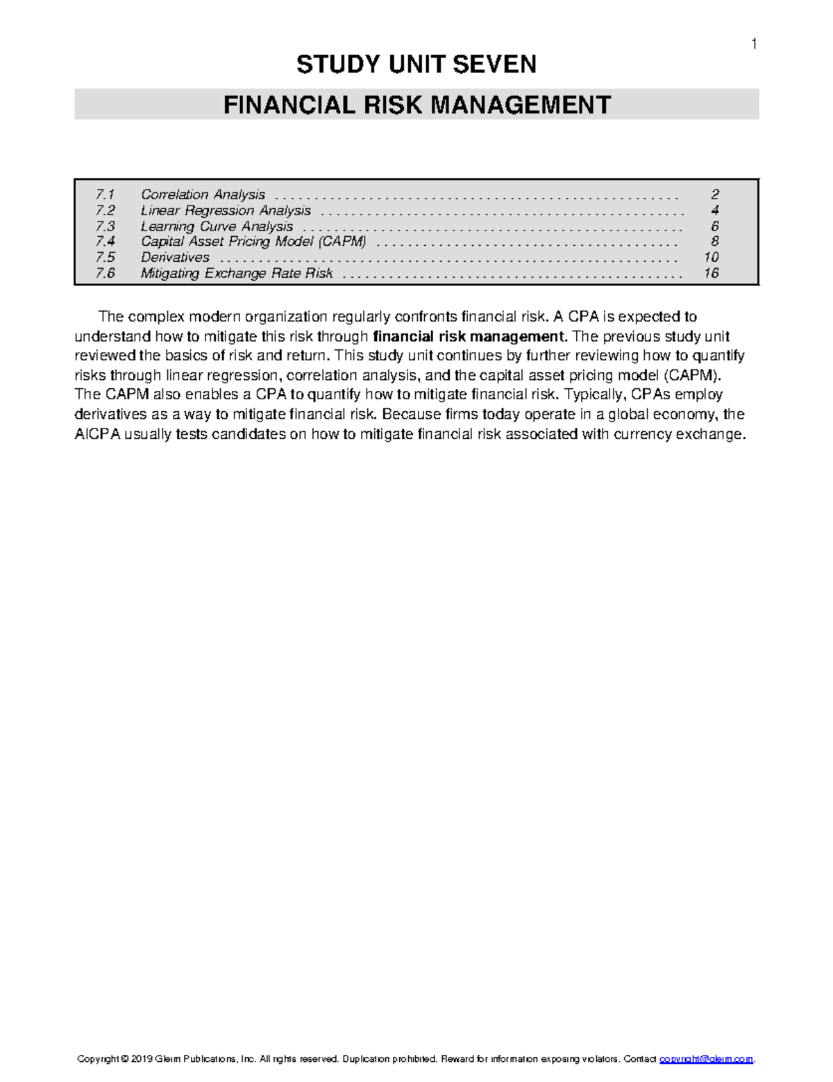 CPA BEC SU7 Outline - CPA review notes - 1 STUDY UNIT SEVEN FINANCIAL ...