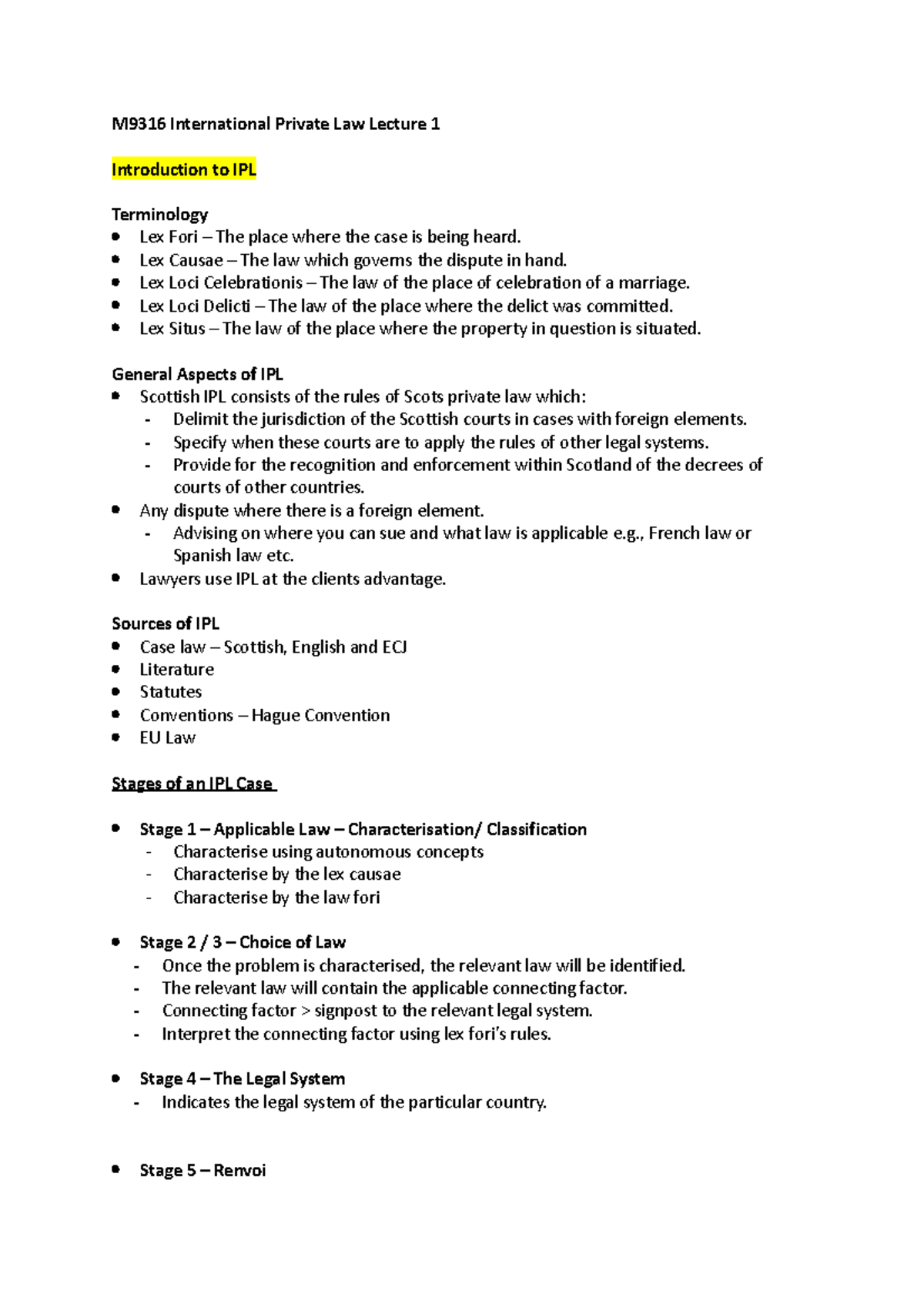 M9316 Lecture 1 - Employment law - M9316 International Private Law ...