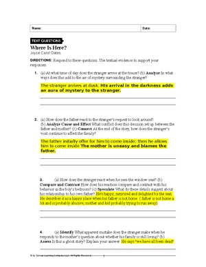 House Taken Over Concept Vocabulary and Word Study - Name: Date: House ...