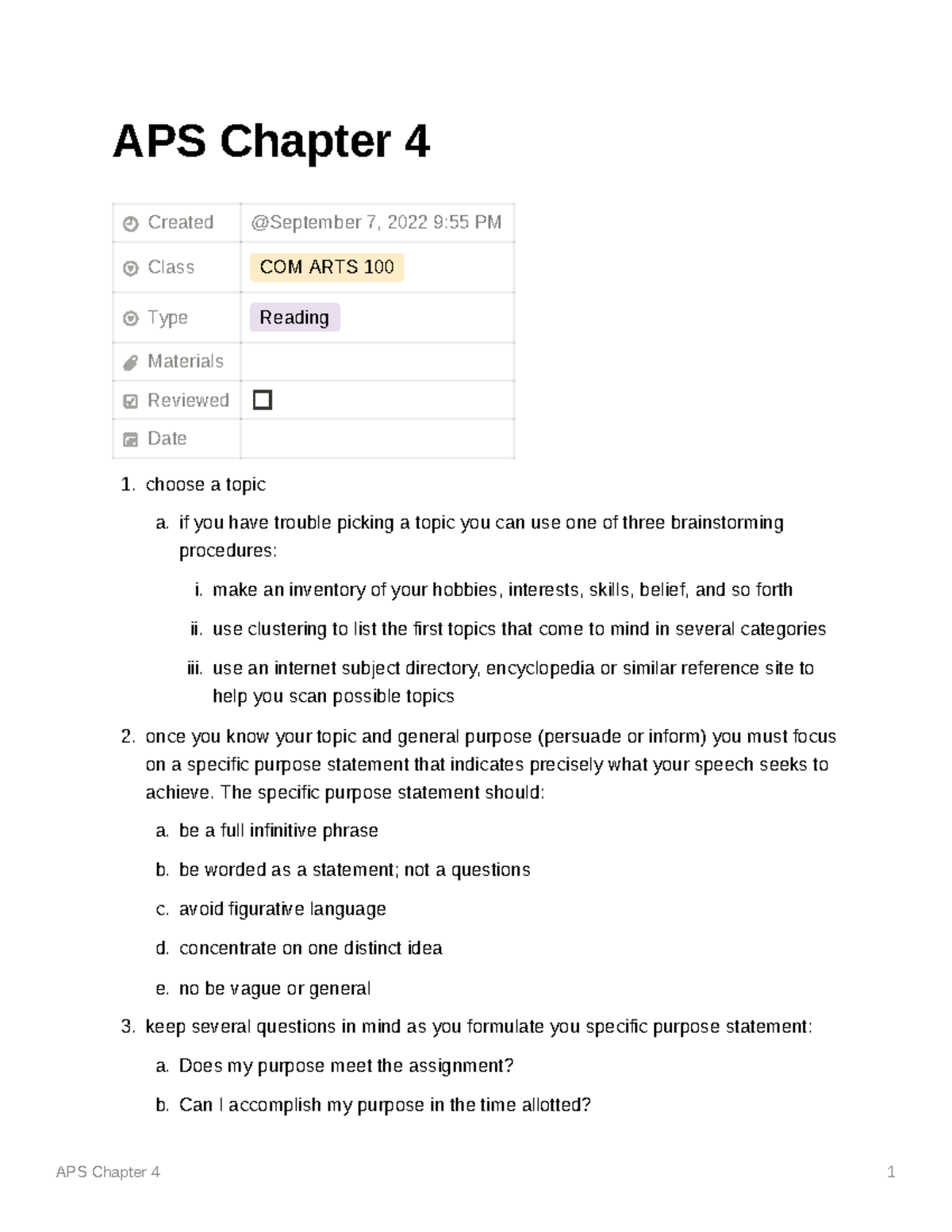 APS Chapter 4 - if you have trouble picking a topic you can use one of ...