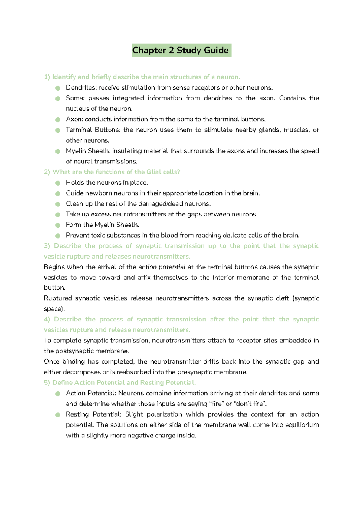 Chapter 2 Study Guide - Chapter 2 Study Guide Identify and briefly ...