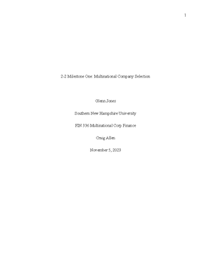 FIN 336 5-2 - Received an A in this course. 5-2, Multinational ...