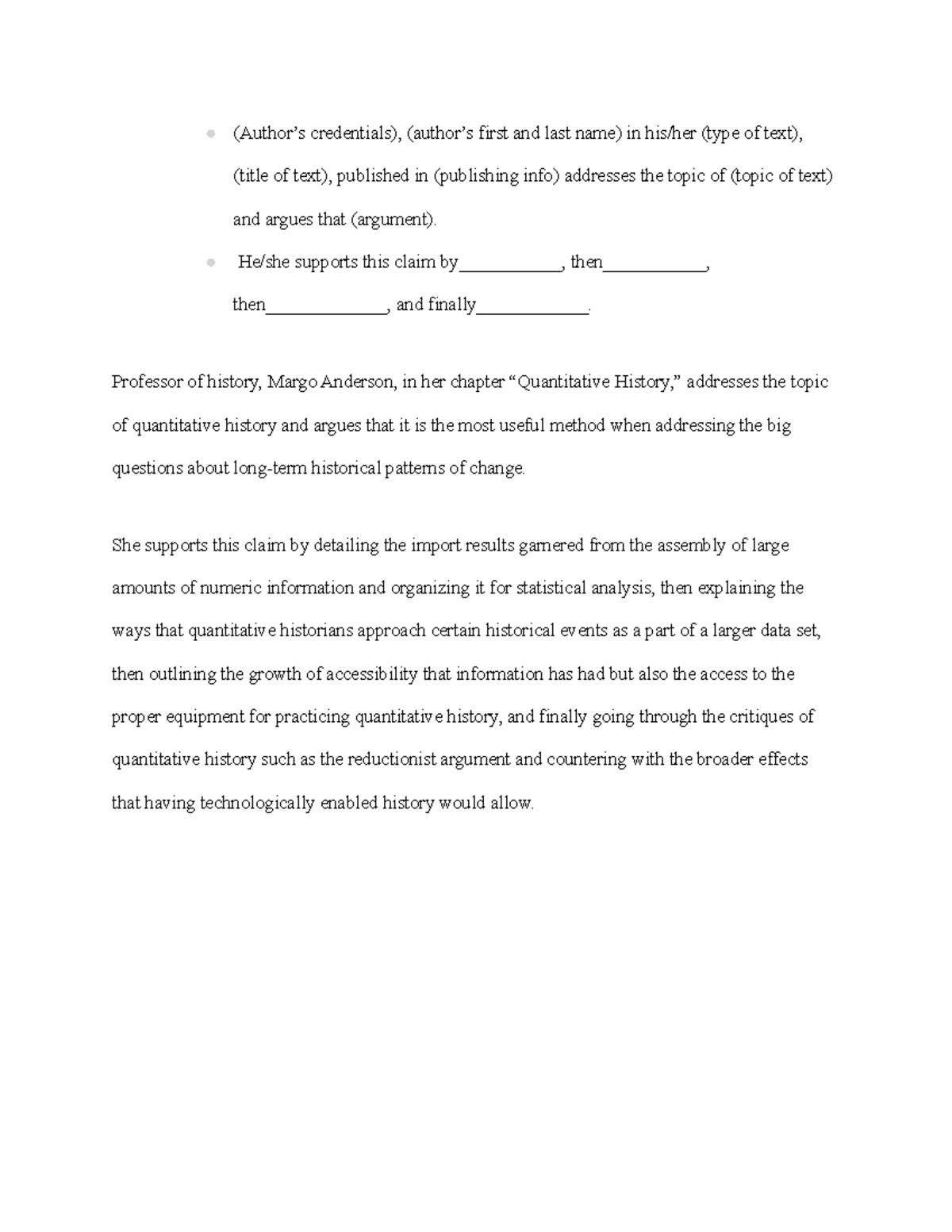 Anderson Precis - (Author’s credentials), (author’s first and last name ...