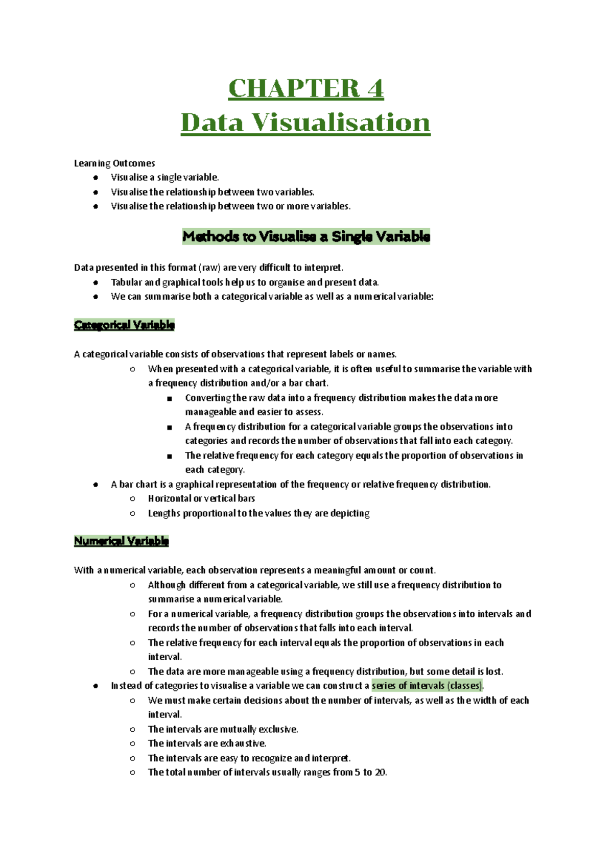 OBS370 Chapter 4 - NOTES - CHAPTER 4 Data Visualisation Learning ...