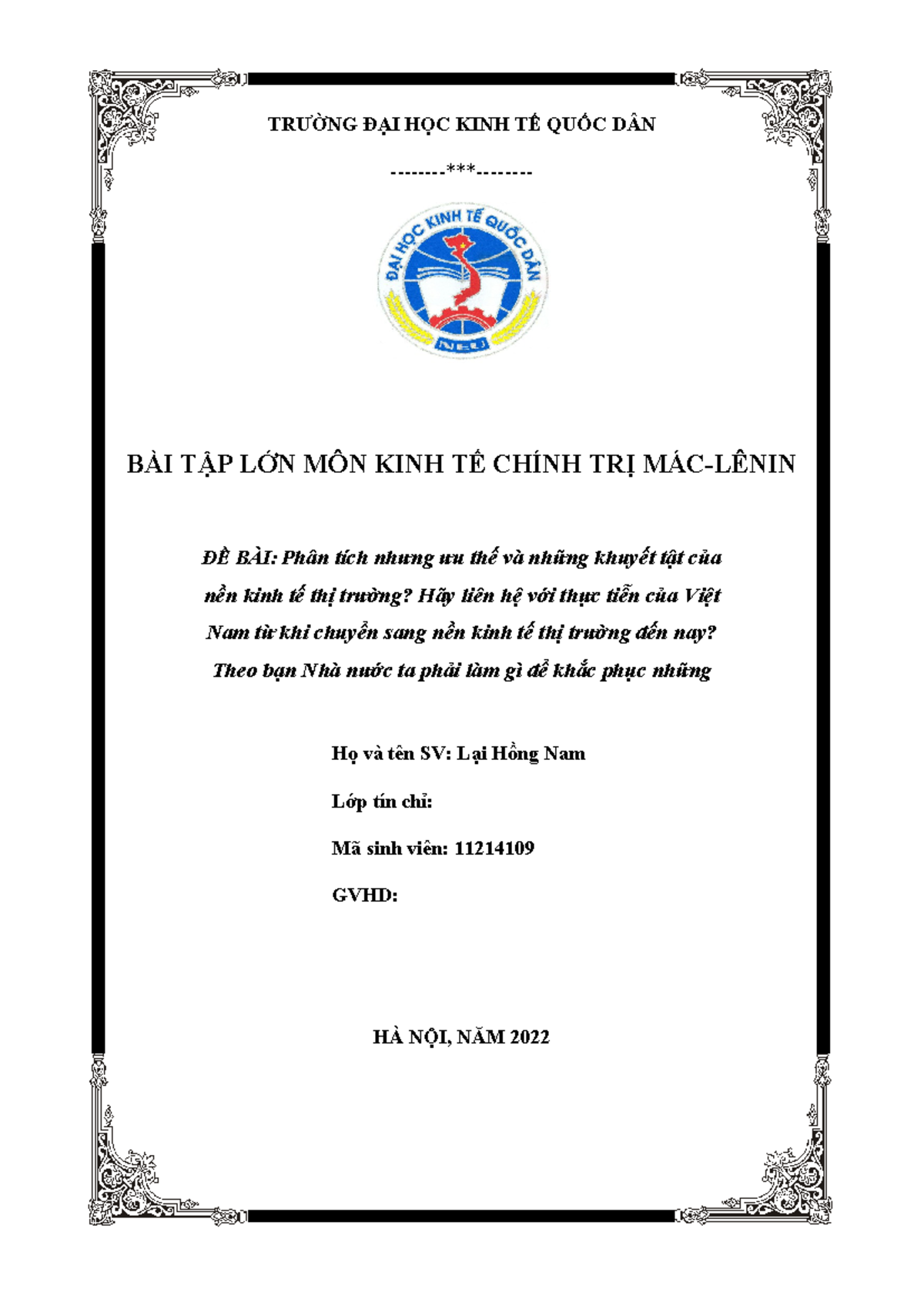 BTL KTCT MAC LE NIN - Dbdbbdbd - Phân tích kinh doanh - TRƯỜNG ĐẠI HỌC ...