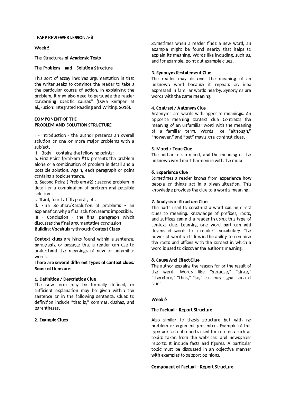 EAPP Lesson - this is a reviewer for g12 - EAPP REVIEWER LESSON 5- Week ...