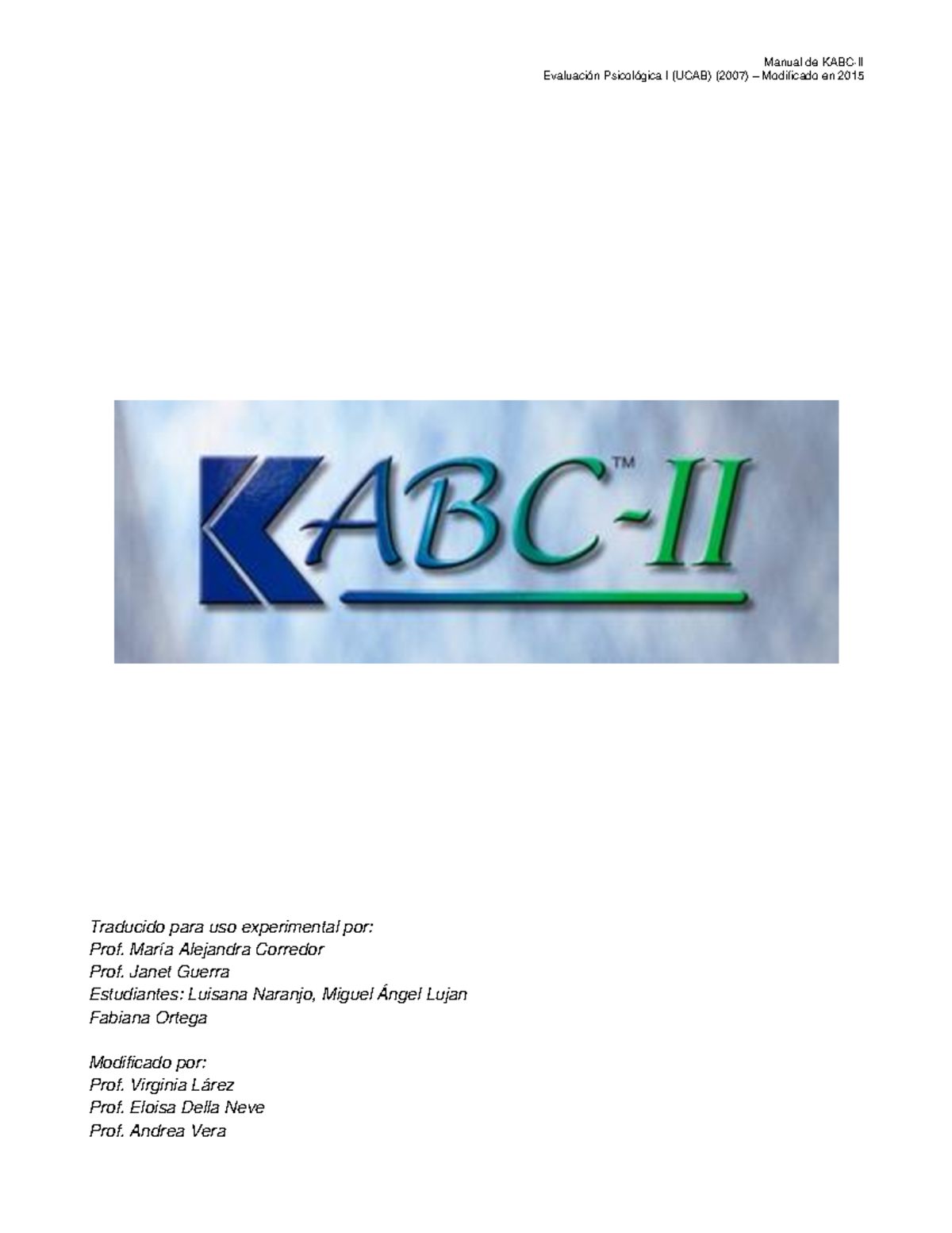 KABC-II - Manual completo - Evaluación Psicológica I (UCAB) (2007 ...