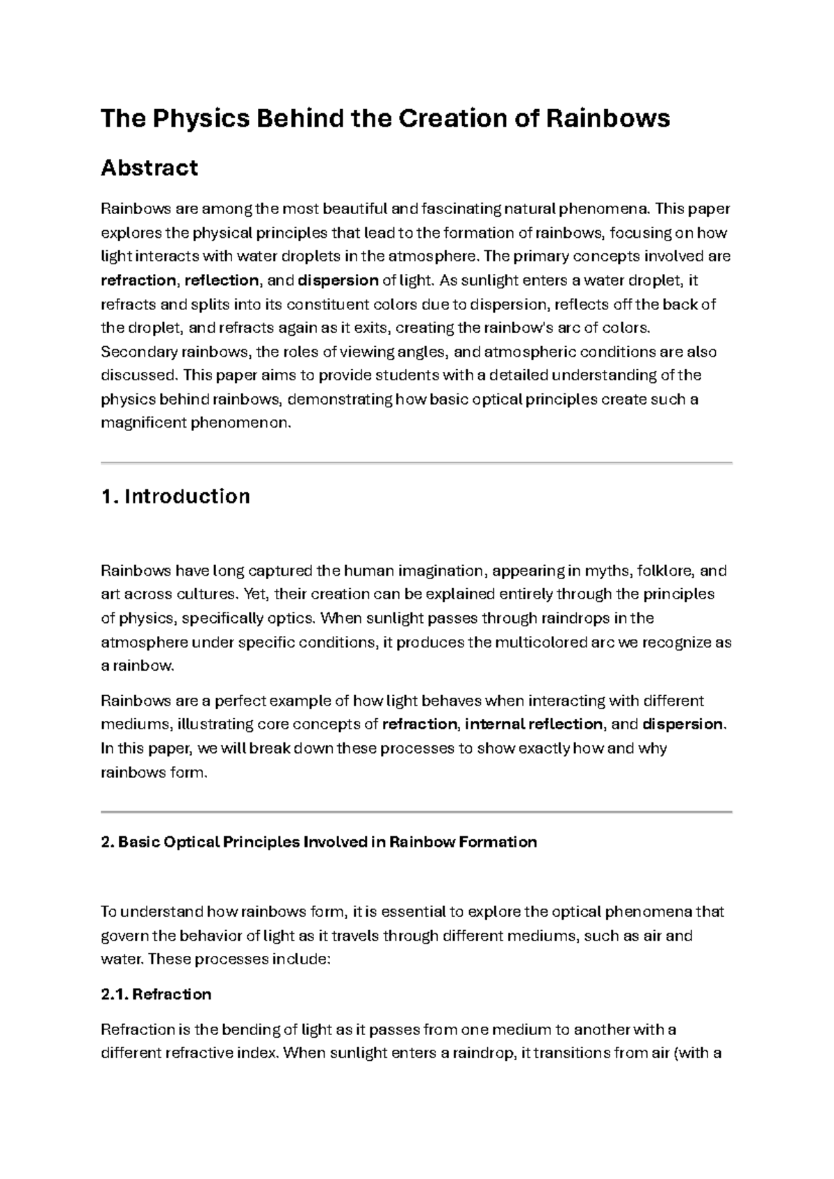 The Physics Behind the Creation of Rainbows - The Physics Behind the ...