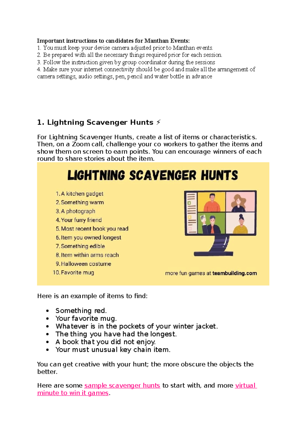 Important instructions to candidates for Manthan Events - Be prepared ...