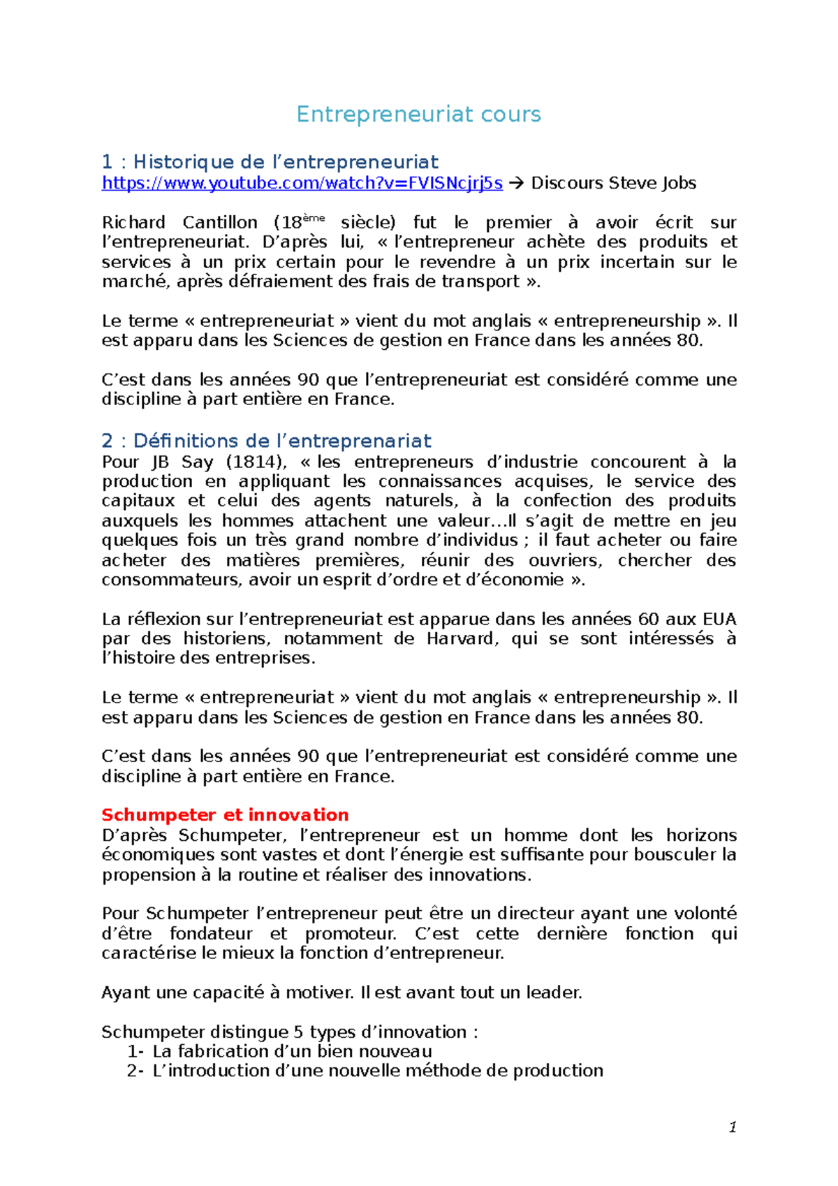 Entrepreneuriat cours - Entrepreneuriat cours 1 : Historique de l ...