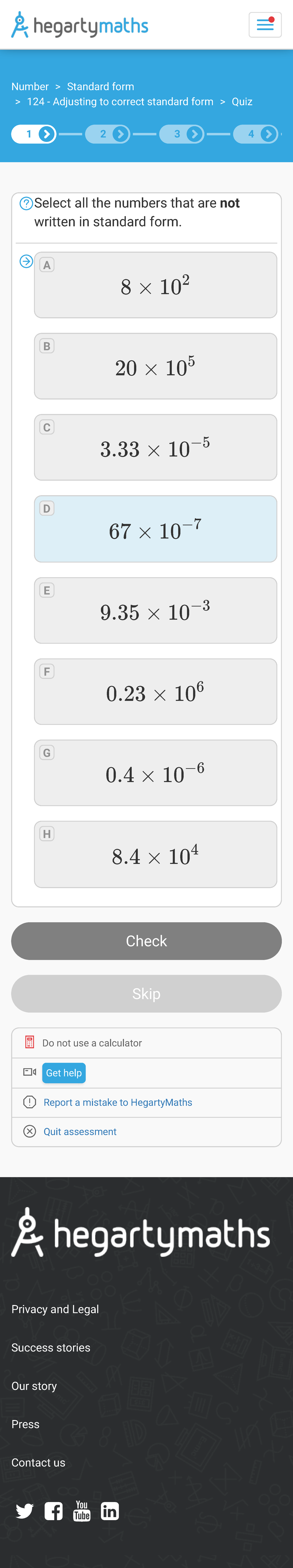 Hegarty Maths - Intresring - Number > Standard form > 124 - Adjusting to correct standard form ...