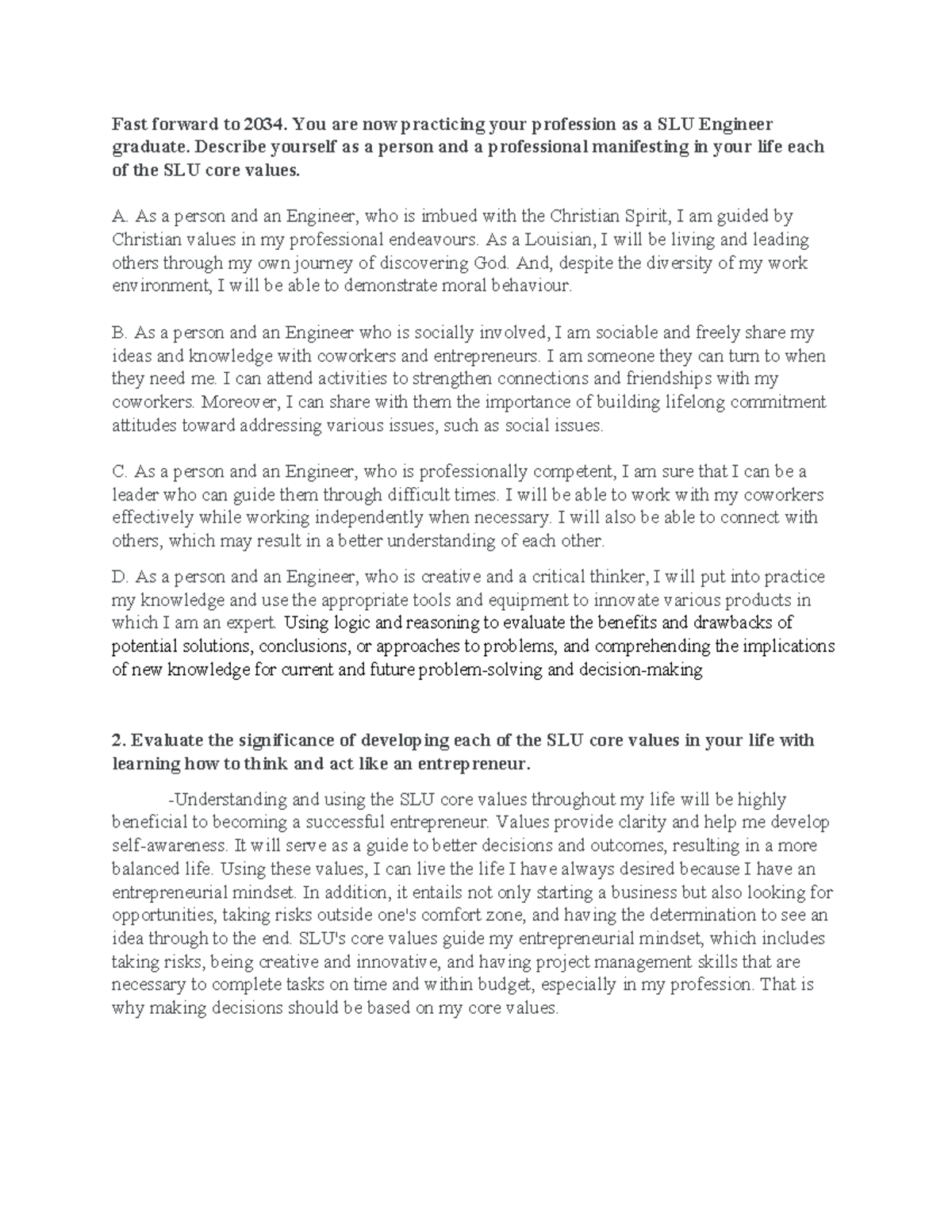 Gentt - Fast forward to 2034. You are now practicing your profession as ...