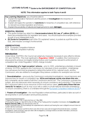 General Introduction to Competition Law - LDBM52 - Marjon - Studocu