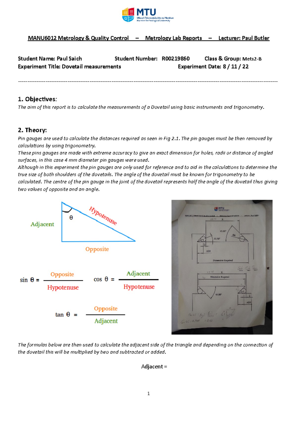 Dovetail report - 2021 2021 MANU6012 Metrology & Quality Control ...